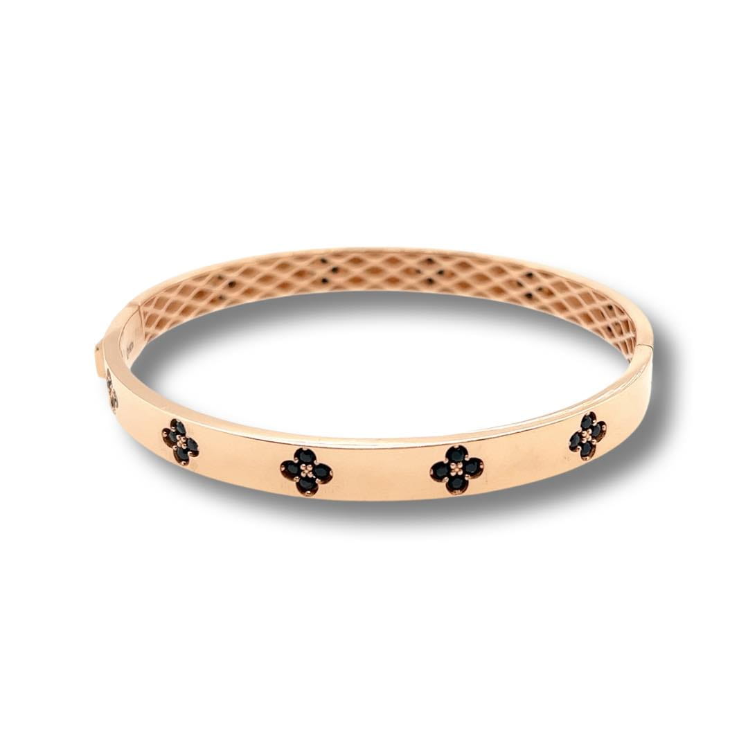 Złota sztywna bransoletka kwiatuszki rose gold 585: Złoto próby 585 ...